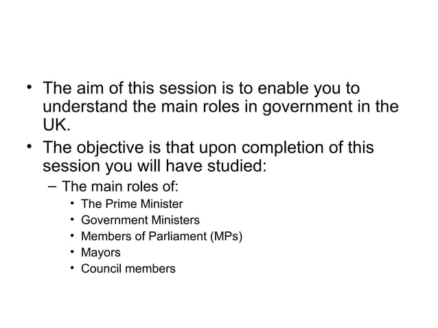 The main roles in government | PPT
