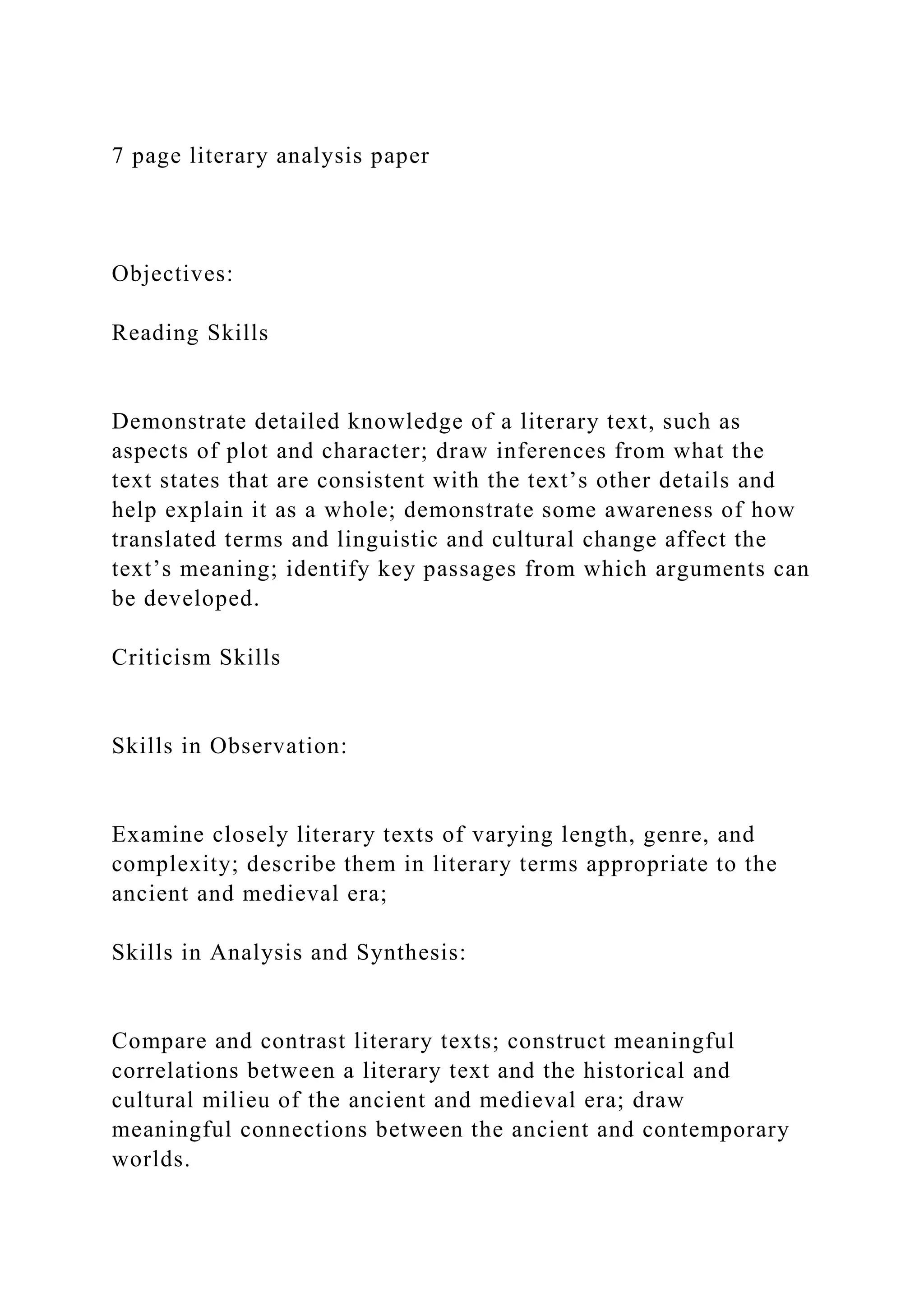 7 page literary analysis paperObjectives Reading Skills.docx