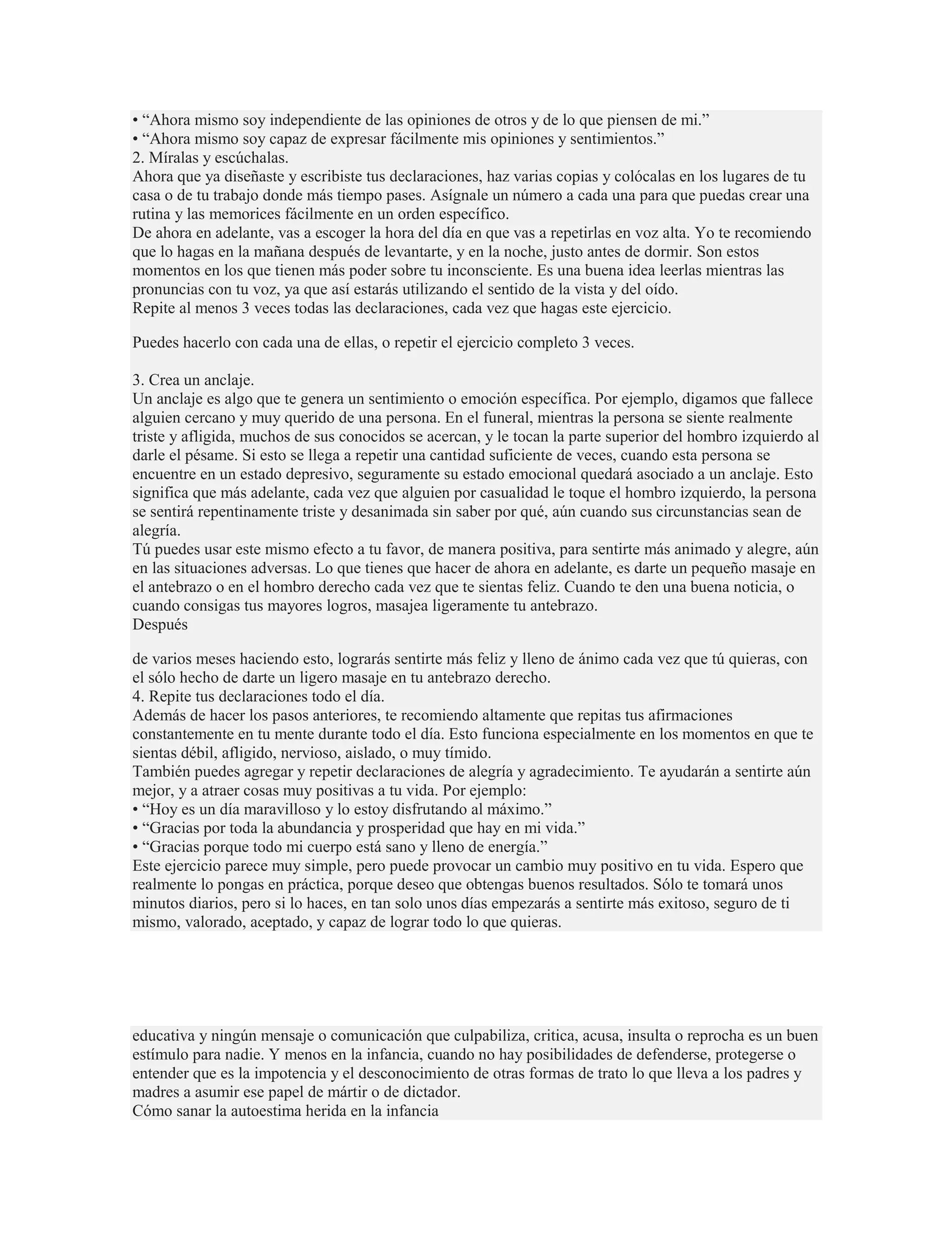 7 pasos para elevar la autoestima | DOCX