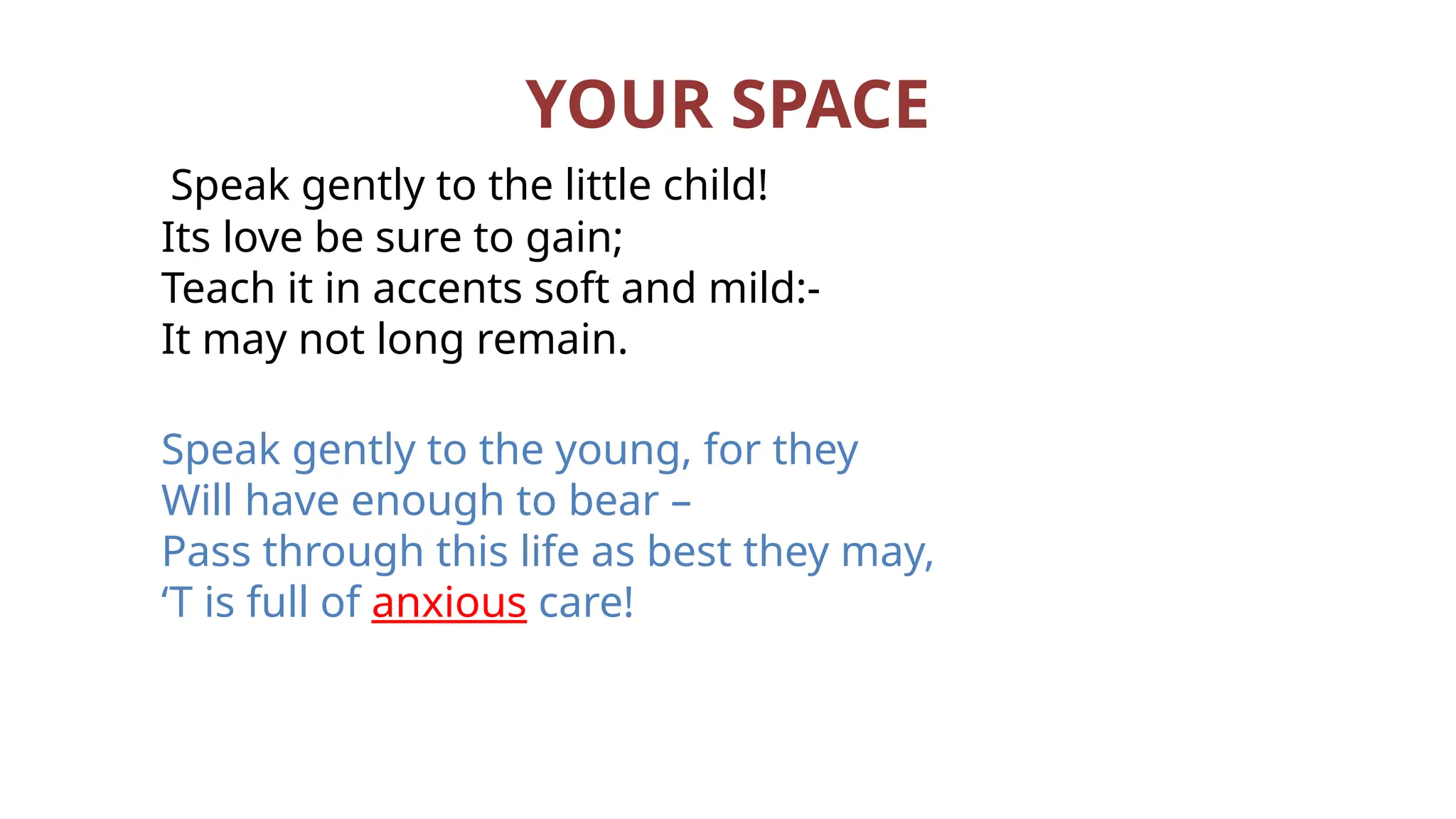 YOUR SPACE BY DAVID BATES - SPEAK GENTLY.pptx