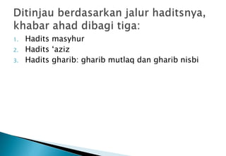 7 pembagian hadits secara umum | PPTX