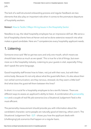 7 personality traits to look for in hospitality applicants | PDF