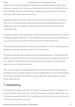 7 personality traits to look for in hospitality applicants | PDF