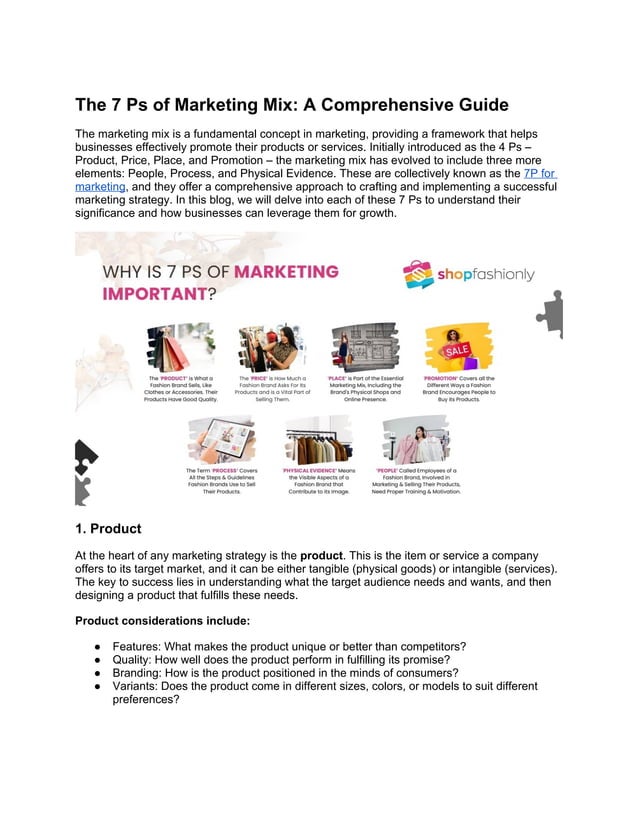 The 7 Ps of Marketing Mix: A Comprehensive Guide | DOCX