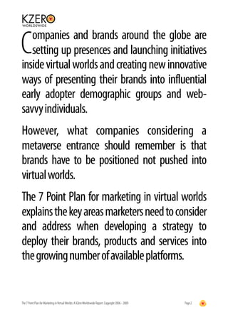 The 7 Point Plan for Marketing in Virtual Worlds | PDF