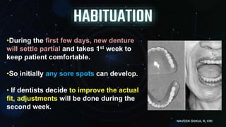 POST OPERATIVE DENTURE INSTRUCTIONS AND MANAGEMENT OF DENTURES FOR ...