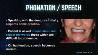 POST OPERATIVE DENTURE INSTRUCTIONS AND MANAGEMENT OF DENTURES FOR ...