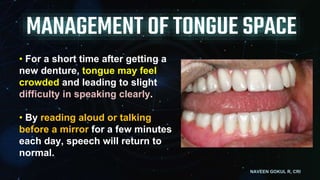 POST OPERATIVE DENTURE INSTRUCTIONS AND MANAGEMENT OF DENTURESFOR ...