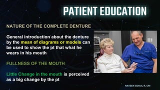 POST OPERATIVE DENTURE INSTRUCTIONS AND MANAGEMENT OF DENTURESFOR ...