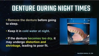 POST OPERATIVE DENTURE INSTRUCTIONS AND MANAGEMENT OF DENTURESFOR ...