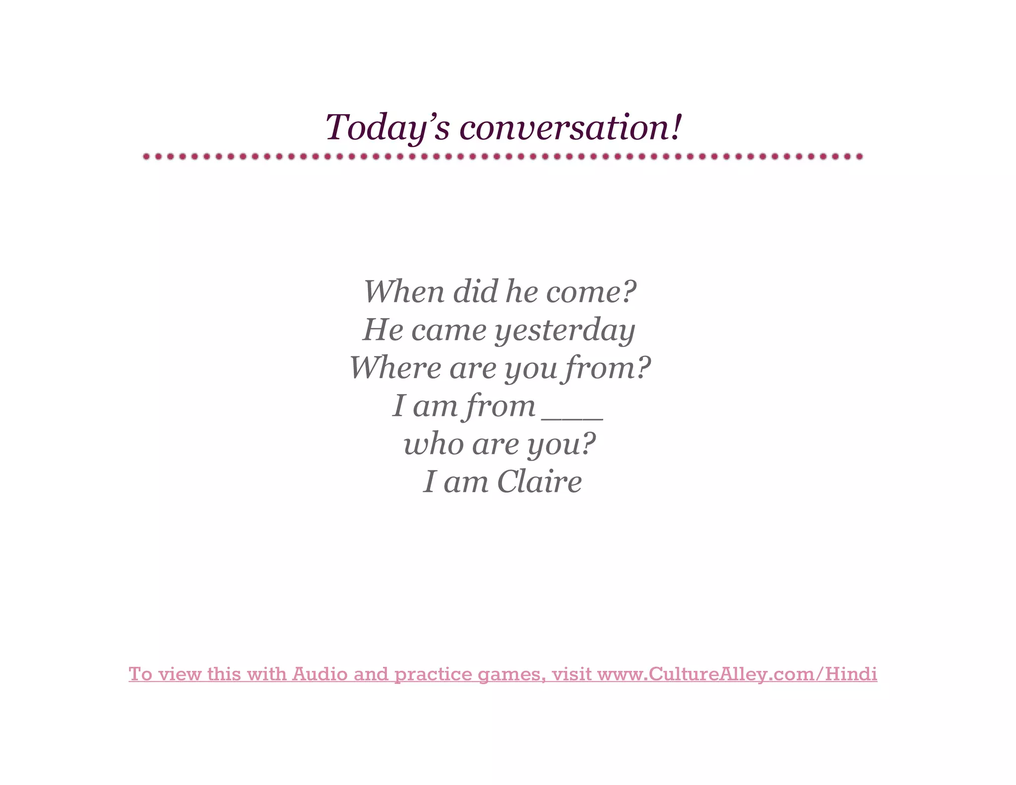 Basic Hindi | Lesson 7 | Postpositions | PDF