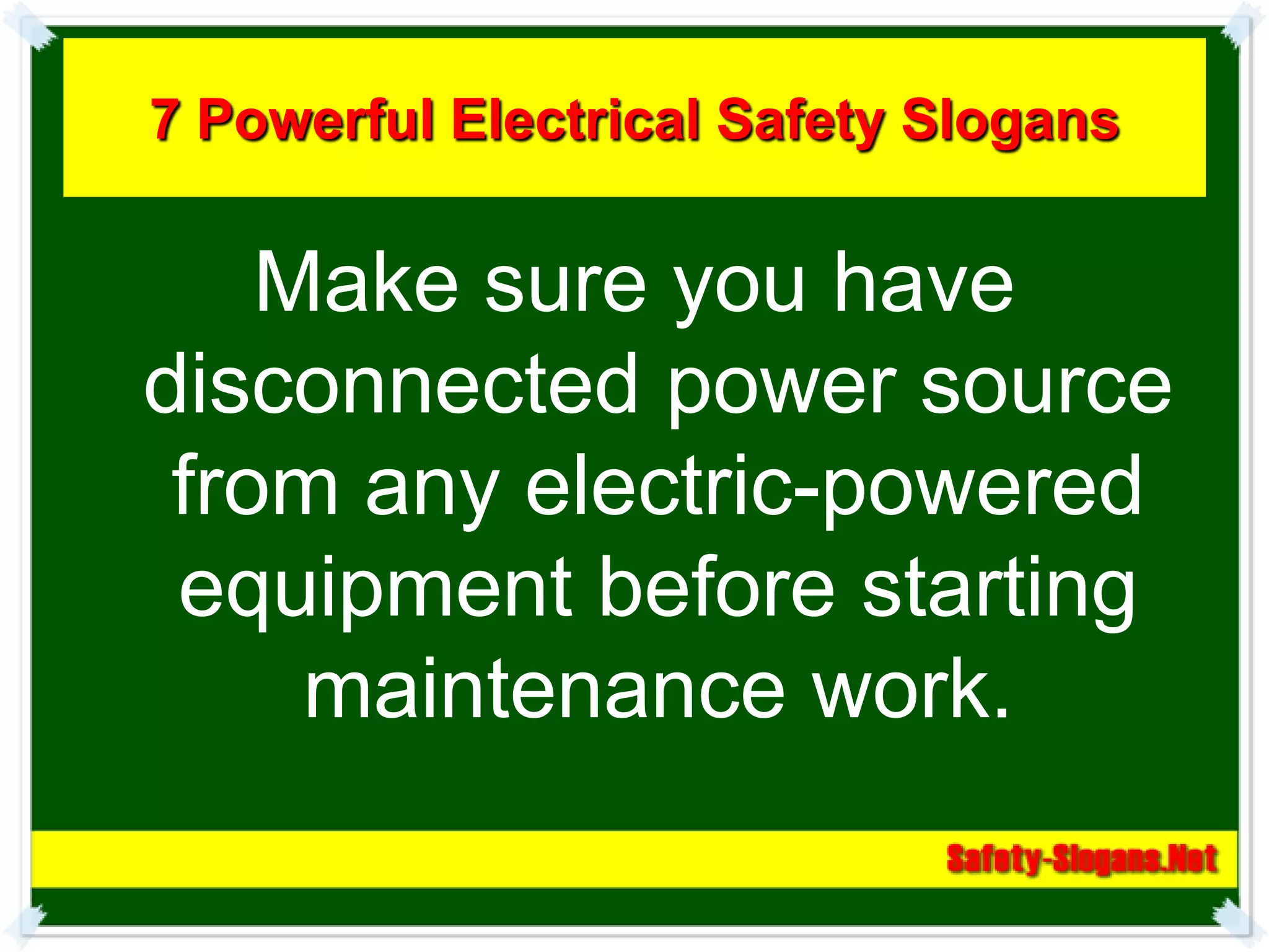 7 powerful electrical safety slogans | PDF
