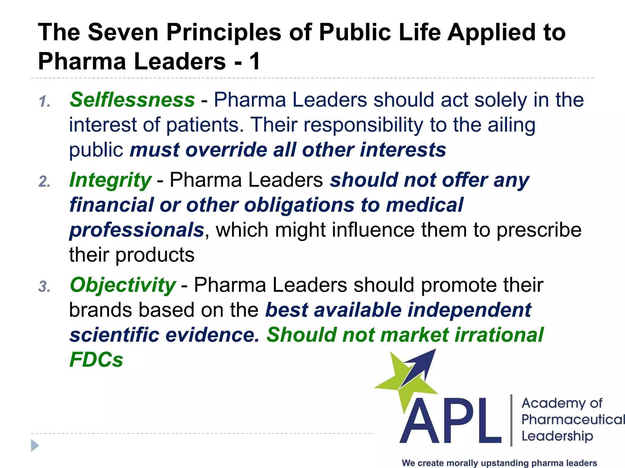 Seven Principles of Public Life for Pharma Leaders | PPSX