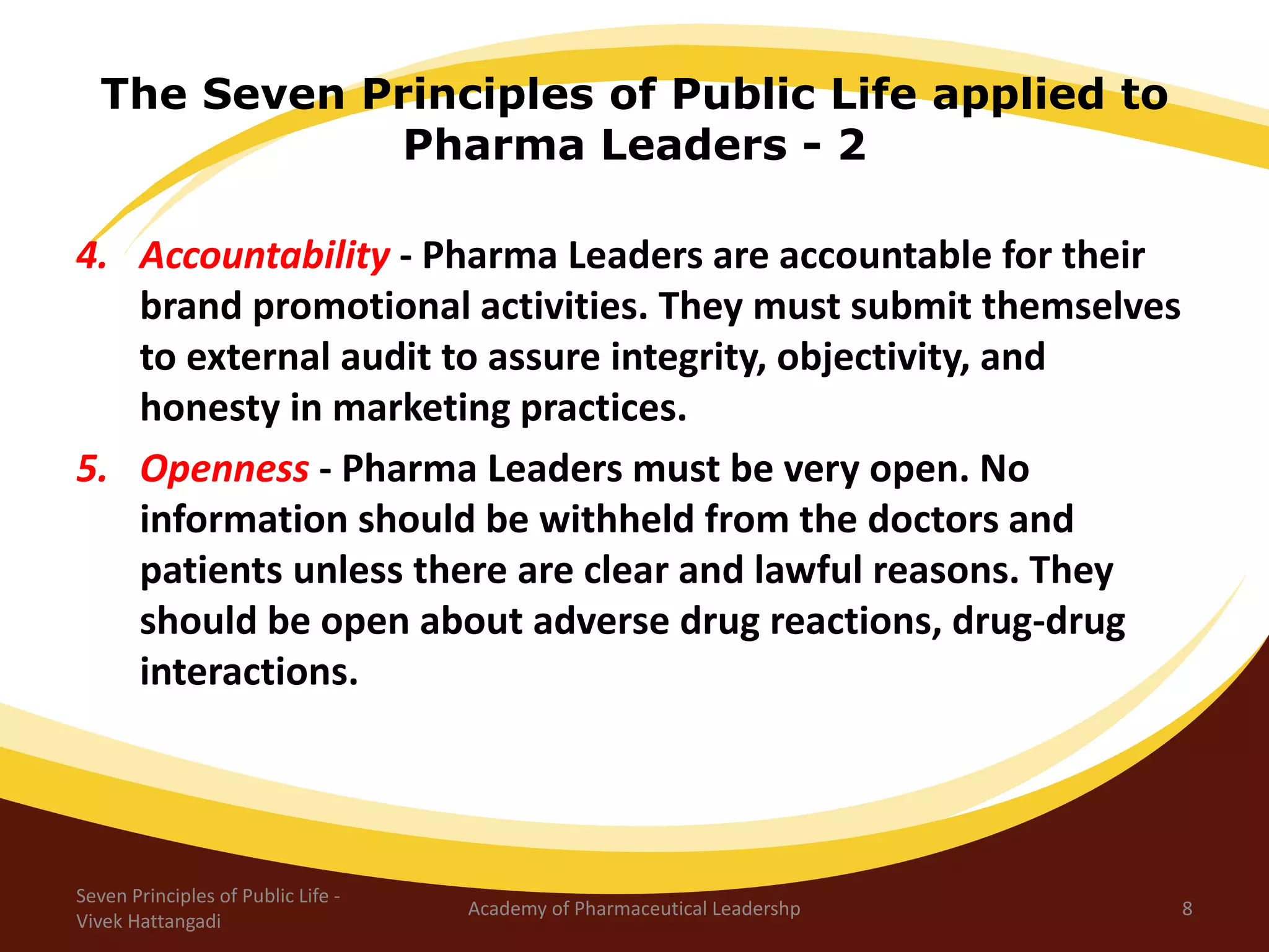 Seven Principles of Public Life for Pharma Leaders | PPSX