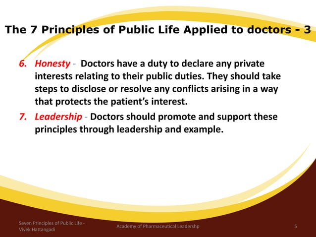 Seven Principles of Public Life for Pharma Leaders | PPT | Free Download