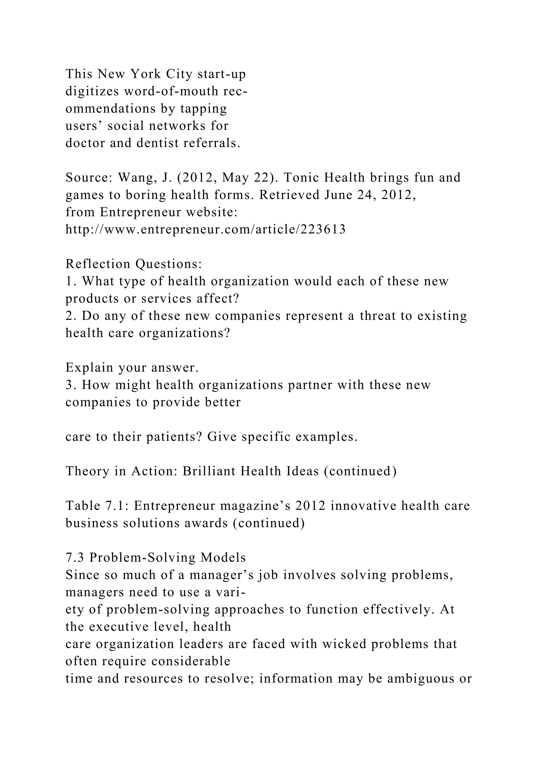 7 Problem Solving and Decision Making in Health Organizati.docx