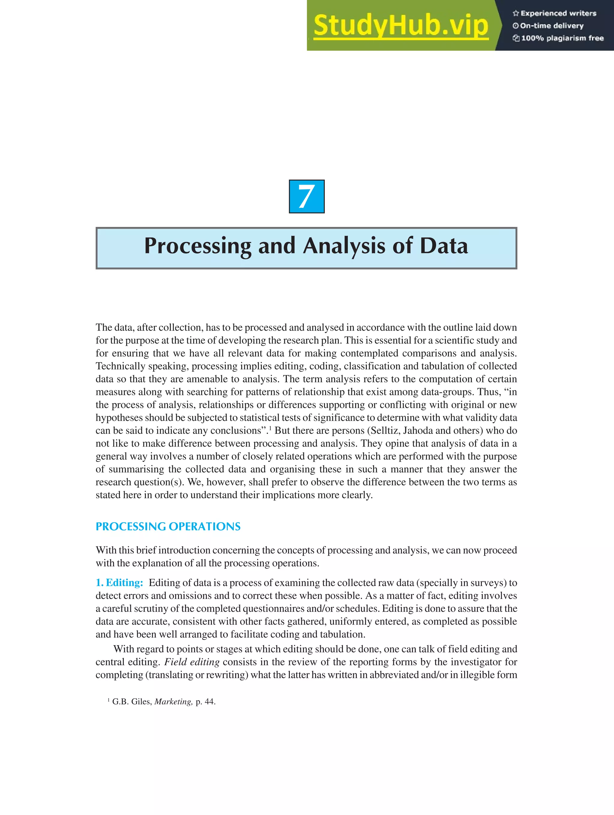 7 Processing And Analysis Of Data | PDF