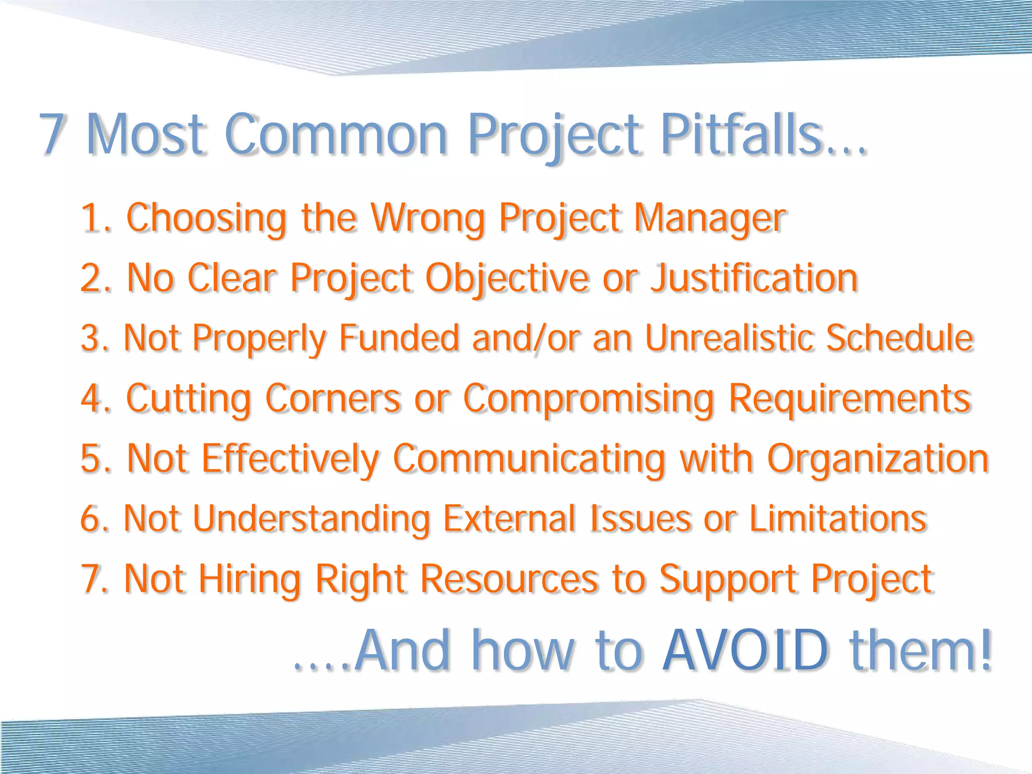 Project Management Success: The 7 Pitfalls Every Project Should Avoid | PDF
