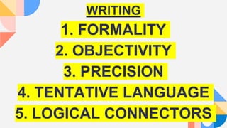 GRADE 7 ENGLISH Q4 W7 pt 1: DISTINGUISHING FEATURES OF ACADEMIC WRITING ...