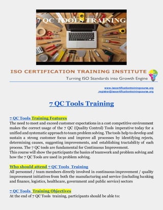 7 QC Tools | 7 QC TOOLS TRAINING | DOCX