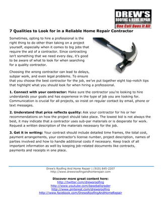 7 qualities to look for in a reliable home repair contractor | PDF ...