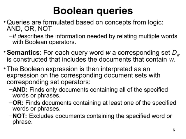 Information Retrieval QueryLanguageOperation.ppt | Search | Internet