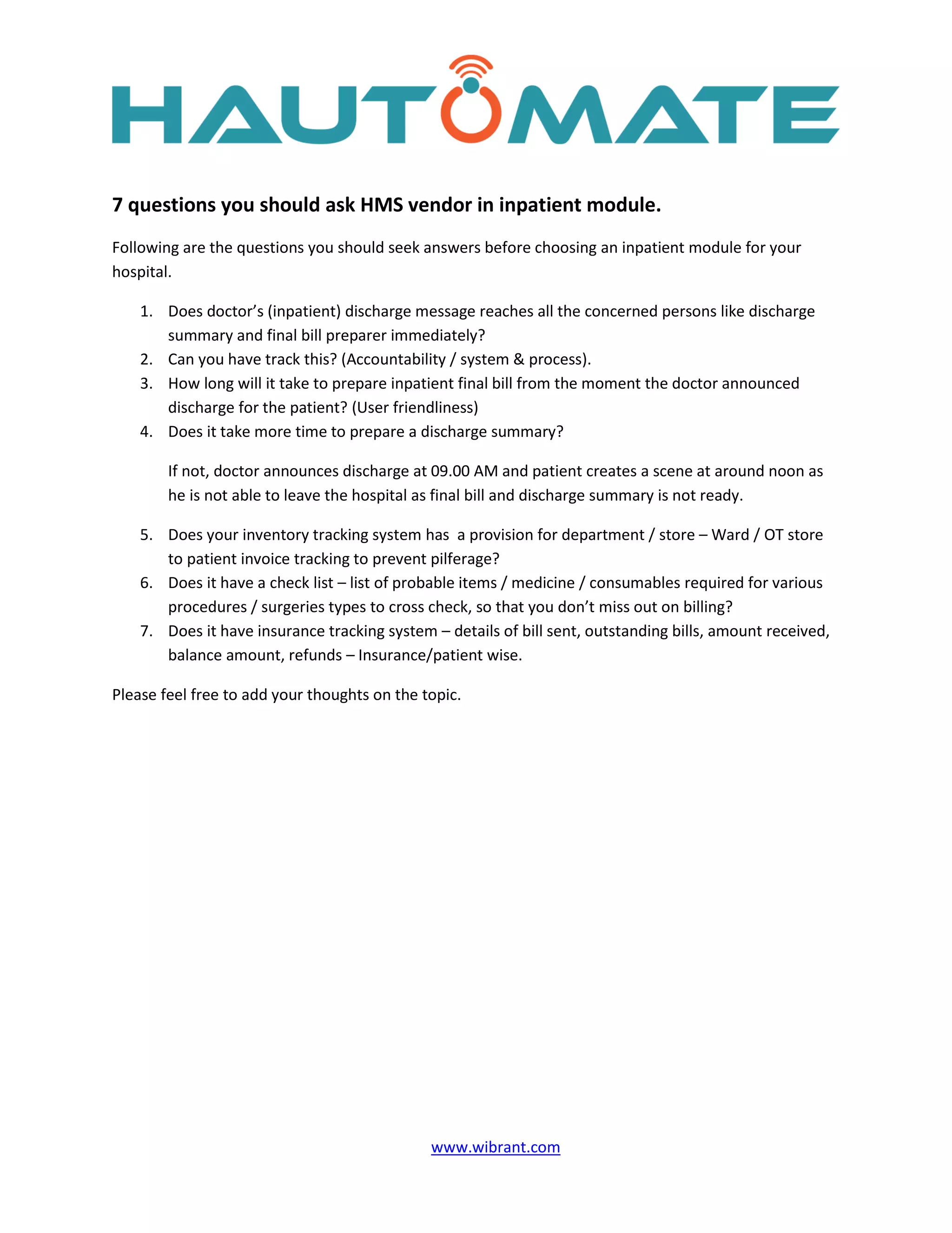 7 questions you should ask hms vendor in inpatient module | PDF