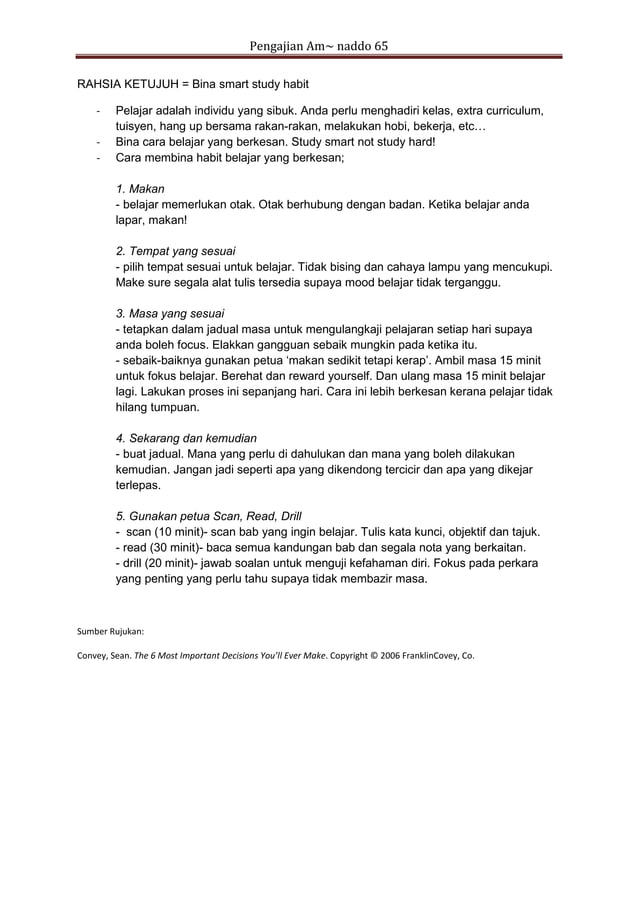 7 rahsia mendapat keputusan peperiksaan yang cemerlang | PDF