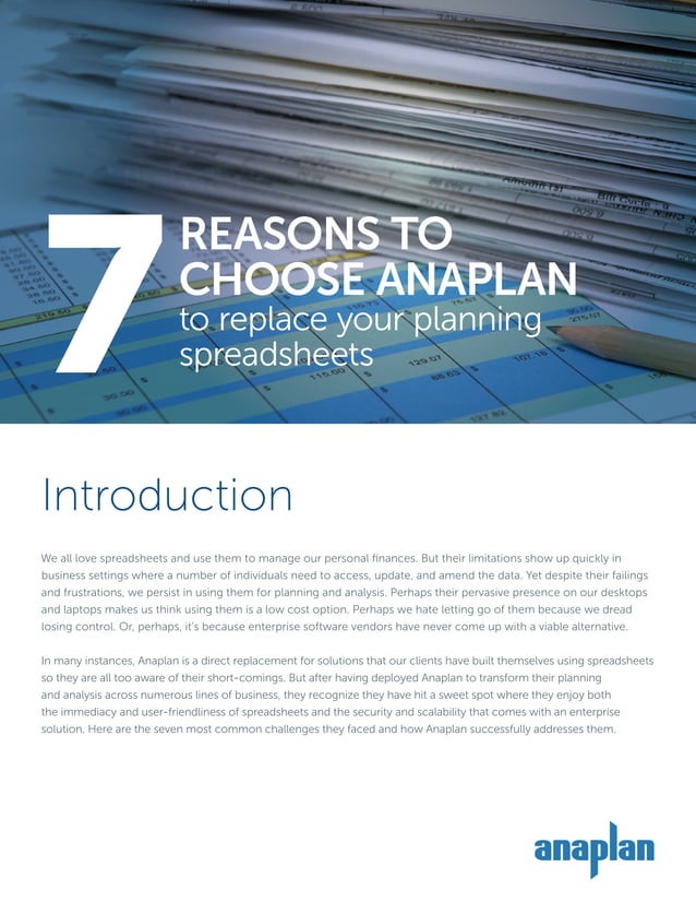7 Reasons to Choose Anaplan | PDF | Computer Software and Applications ...
