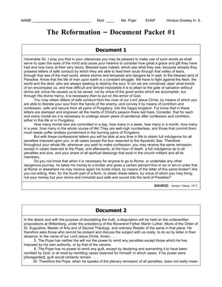 7 reformation docs packet 1 | DOC | Christianity | Religion & Spirituality