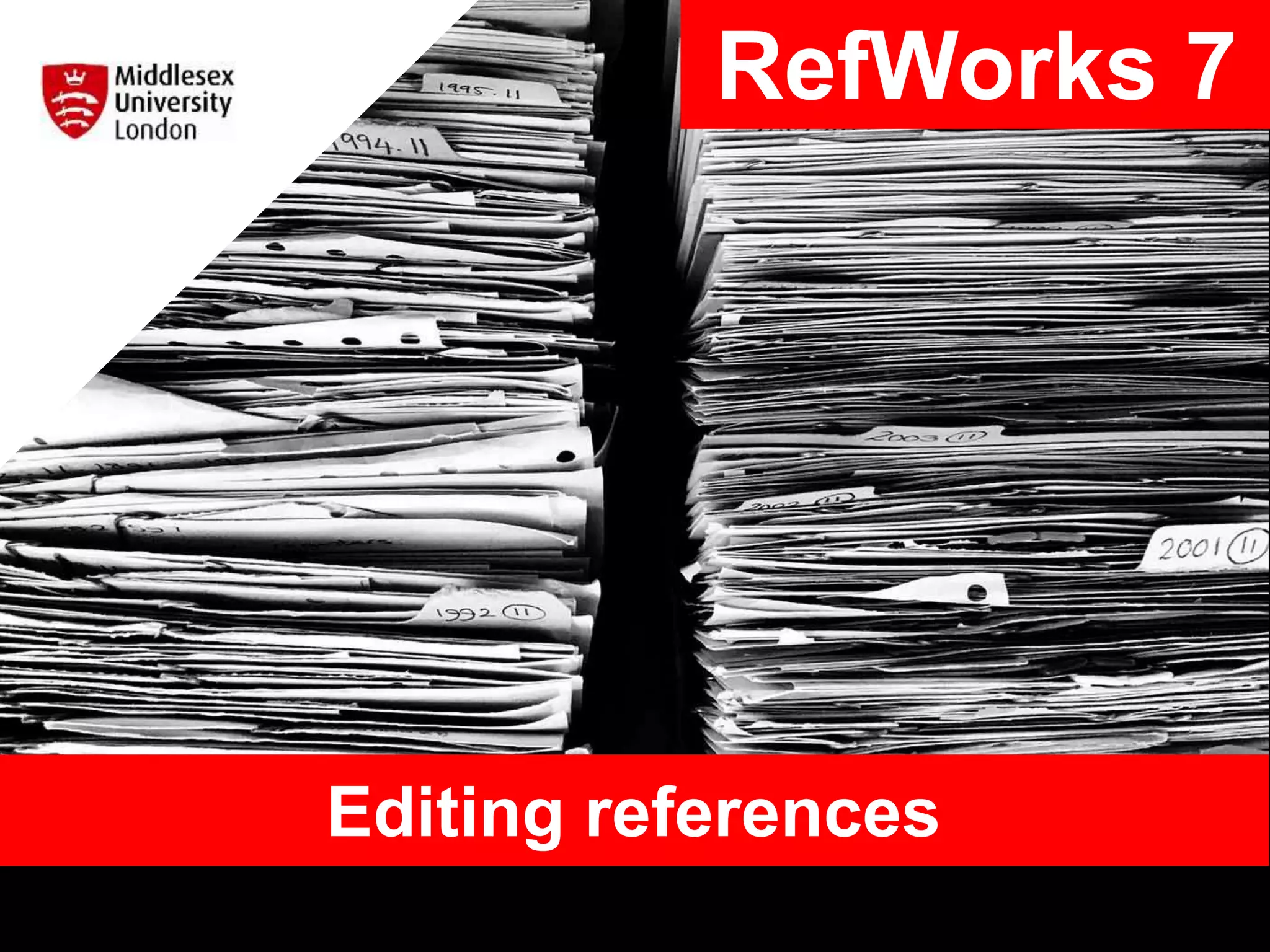 RefWorks 7: Editing References | PPT