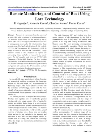 Remote Monitoring and Control of Boat Using Lora Technology | PDF | Radio Control | Hobbies ...