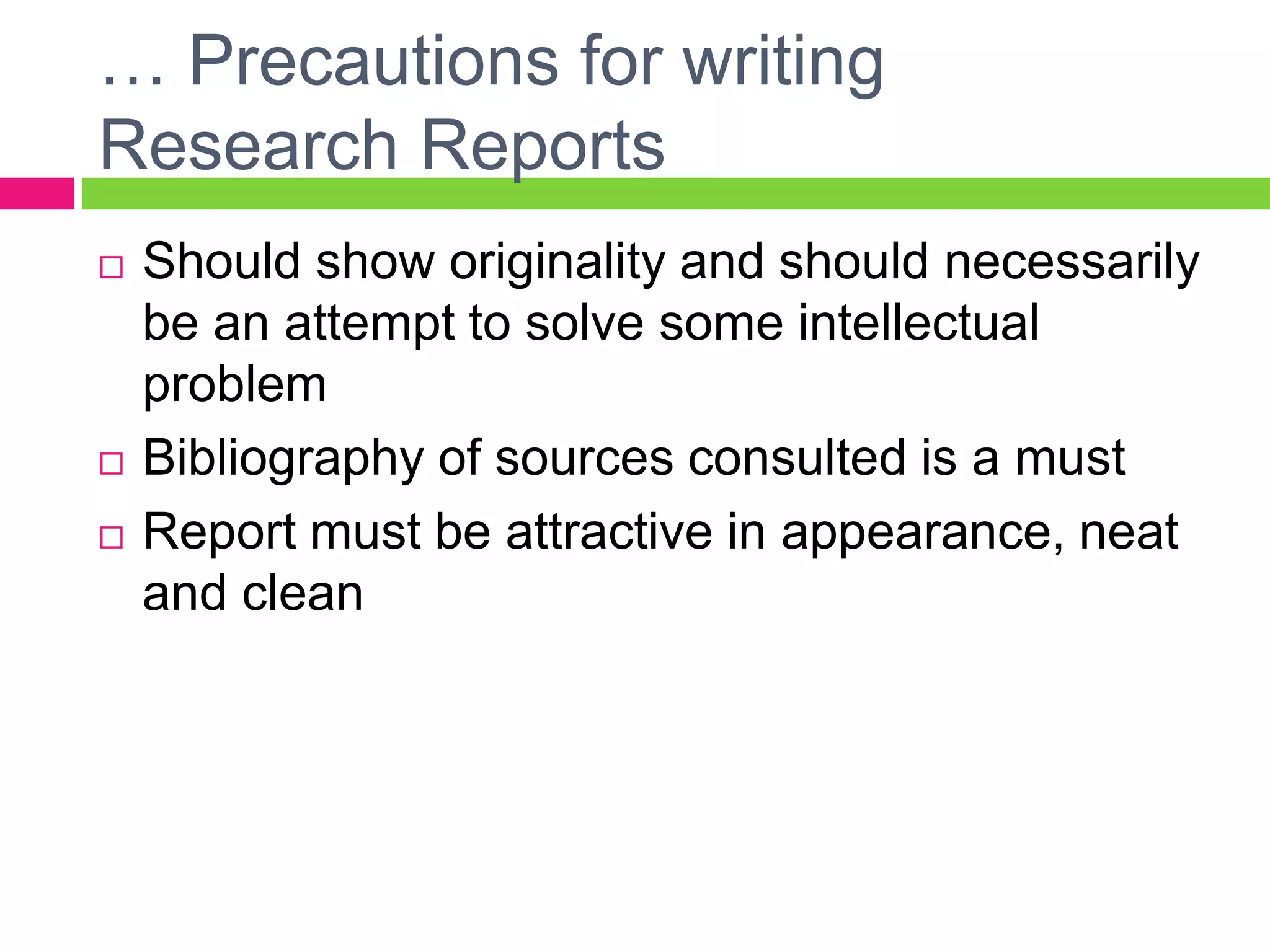 Research Methodology report writing | PPTX