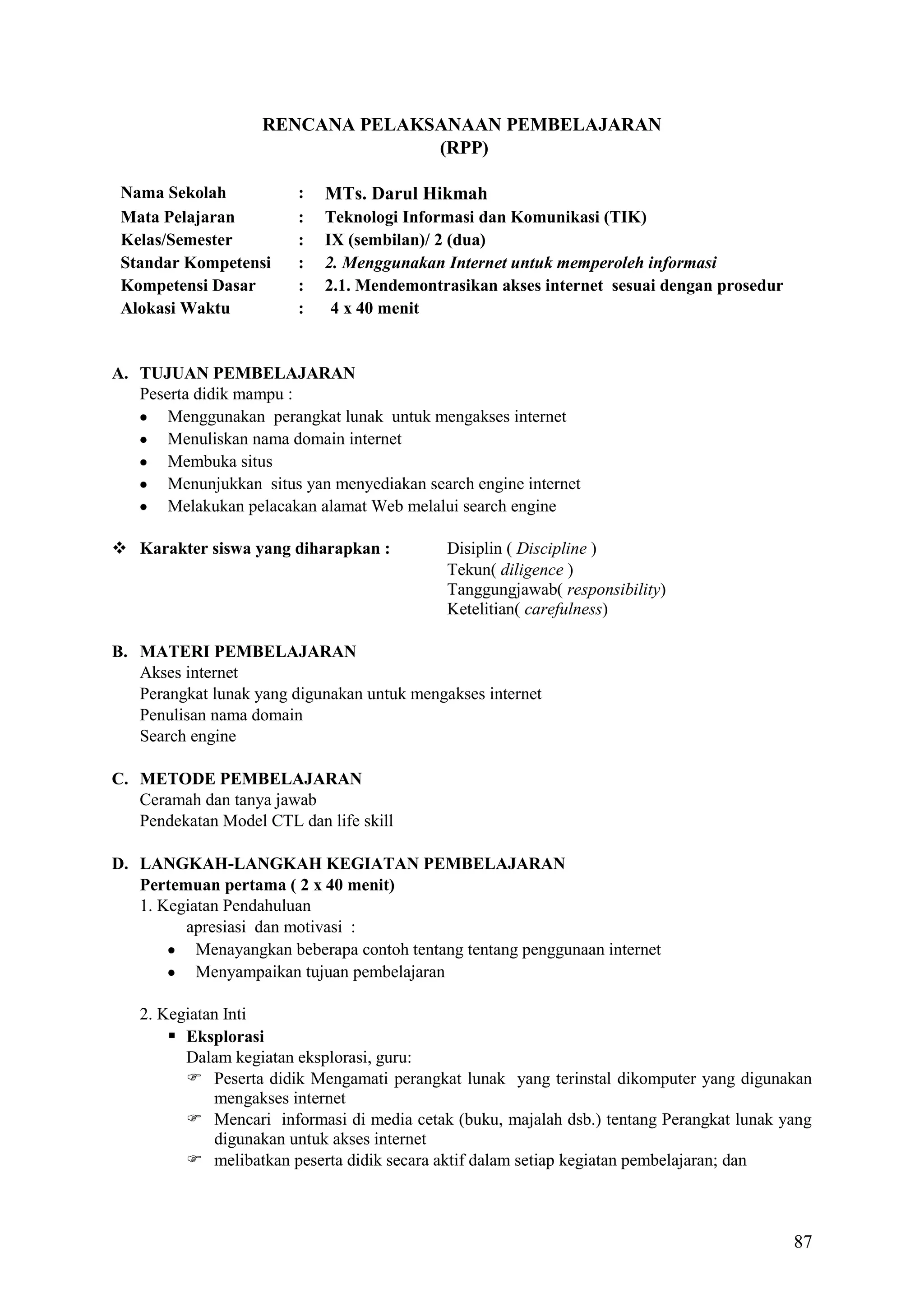 rpp tik smp 9 sms 2 | PDF