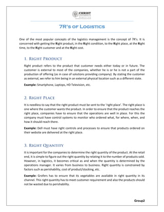 7 r's of logistics & 7 r's of Samsung Mobile in India | PDF