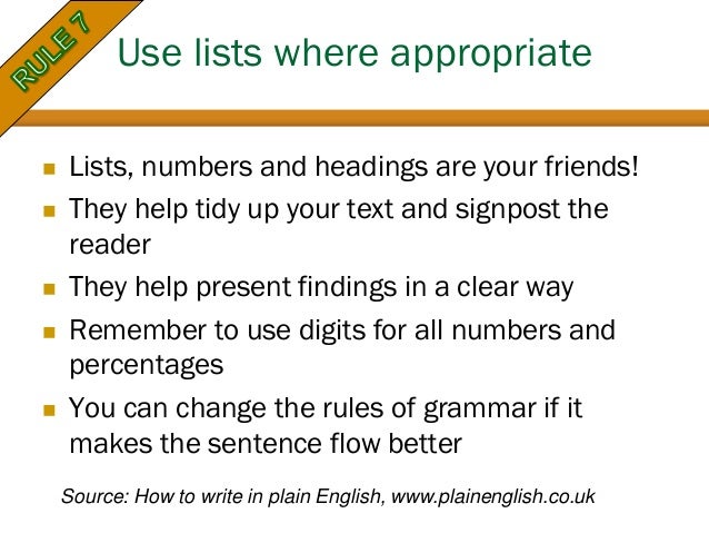 7 rules for writing in plain english