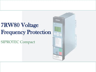 7RW80 Voltage Frequency Protection Relay | PPT