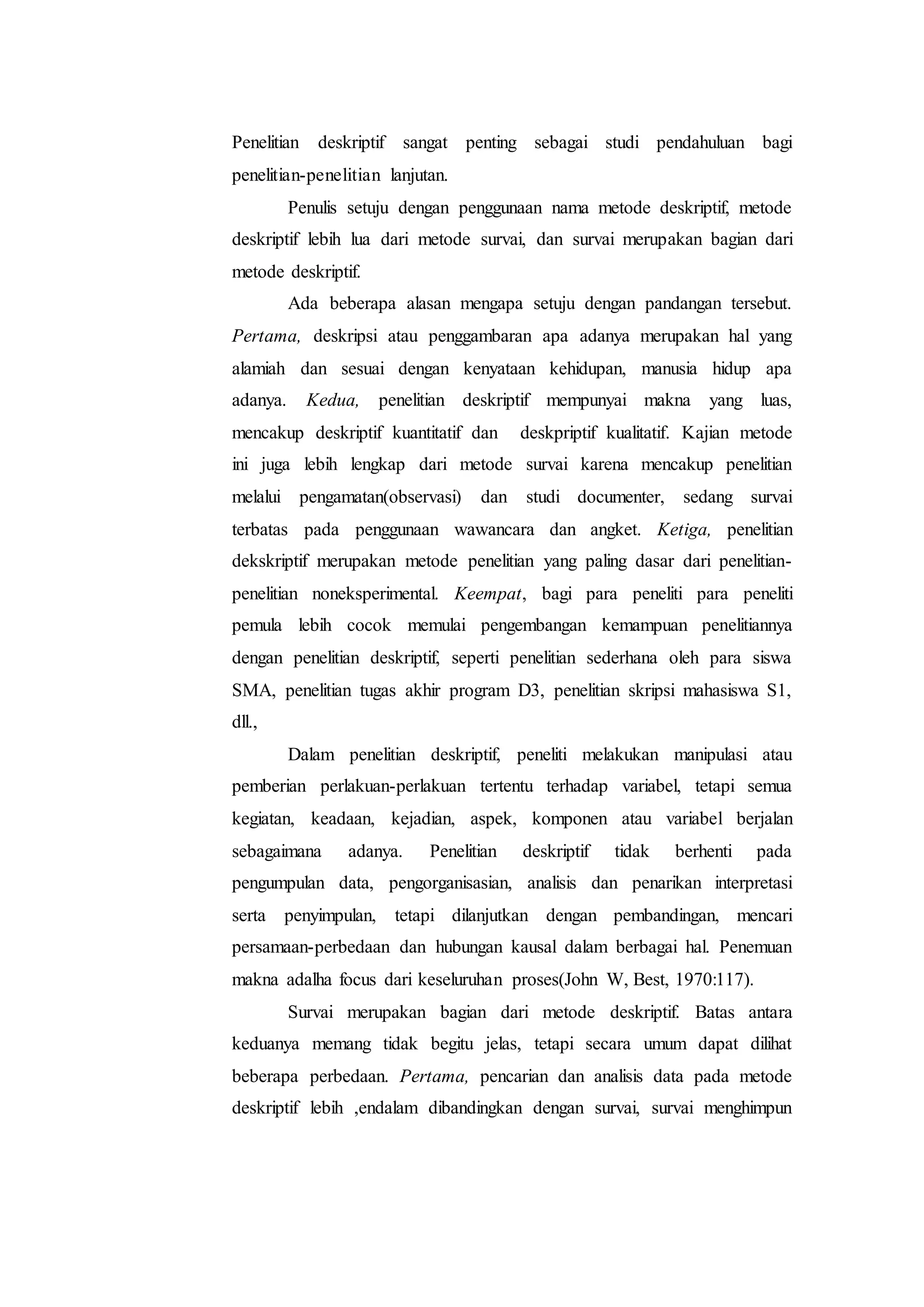 Metode deskriptif dan survai | DOCX