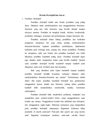 Metode deskriptif dan survai | DOCX