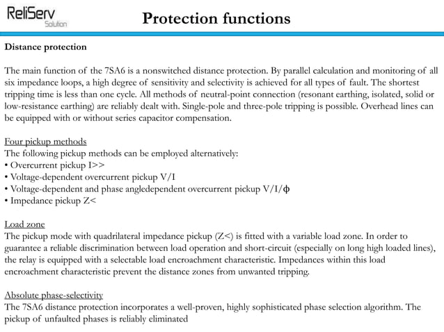 7SA61 Distance Protection Relay For All Voltage Levels | PPT
