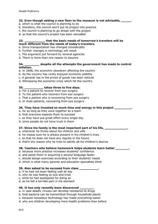 7 Sample Proficiency Test | DOC