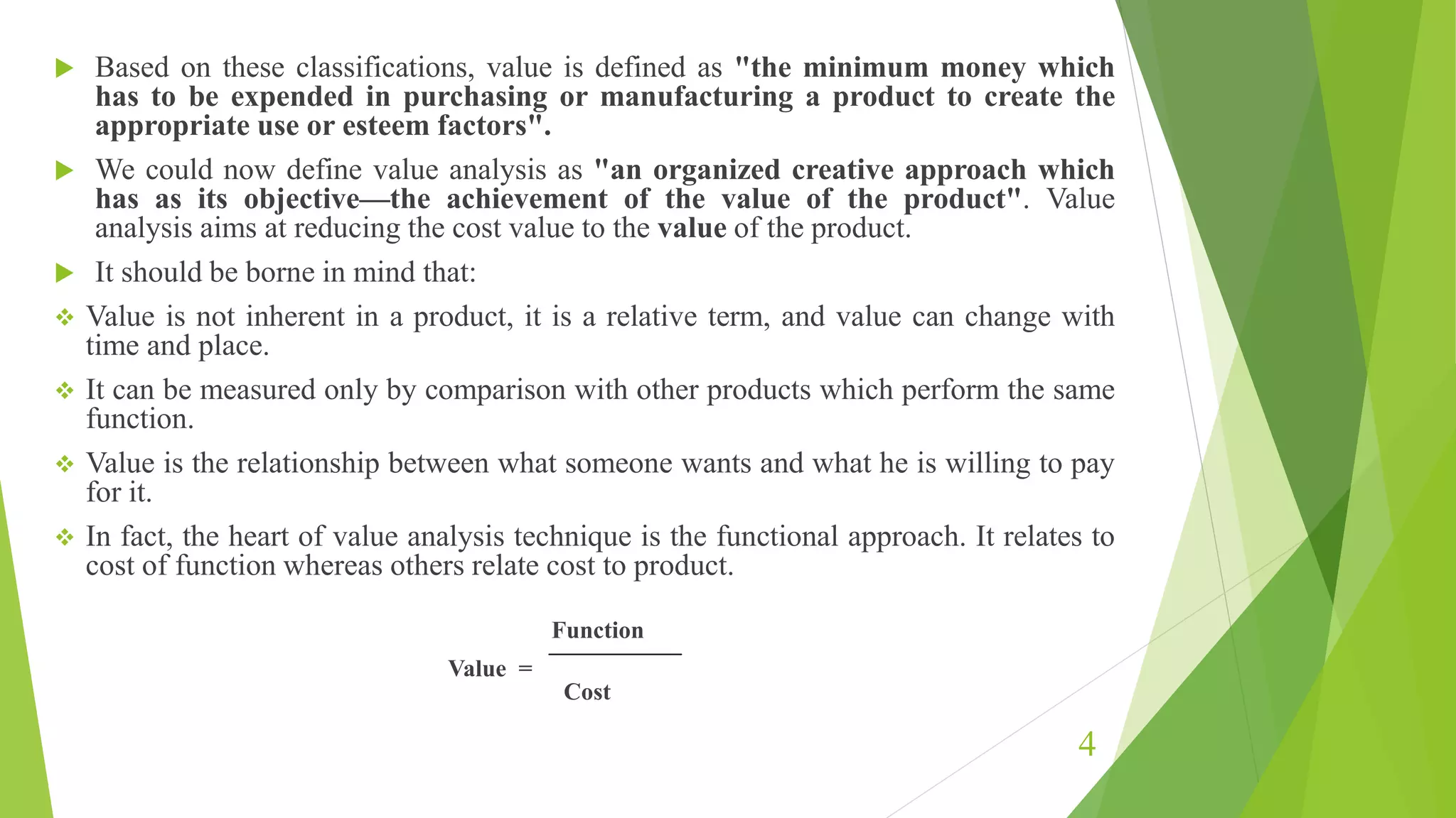 Value analysis and Value Engineering | PPTX