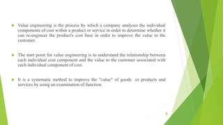 Value analysis and Value Engineering | PPTX