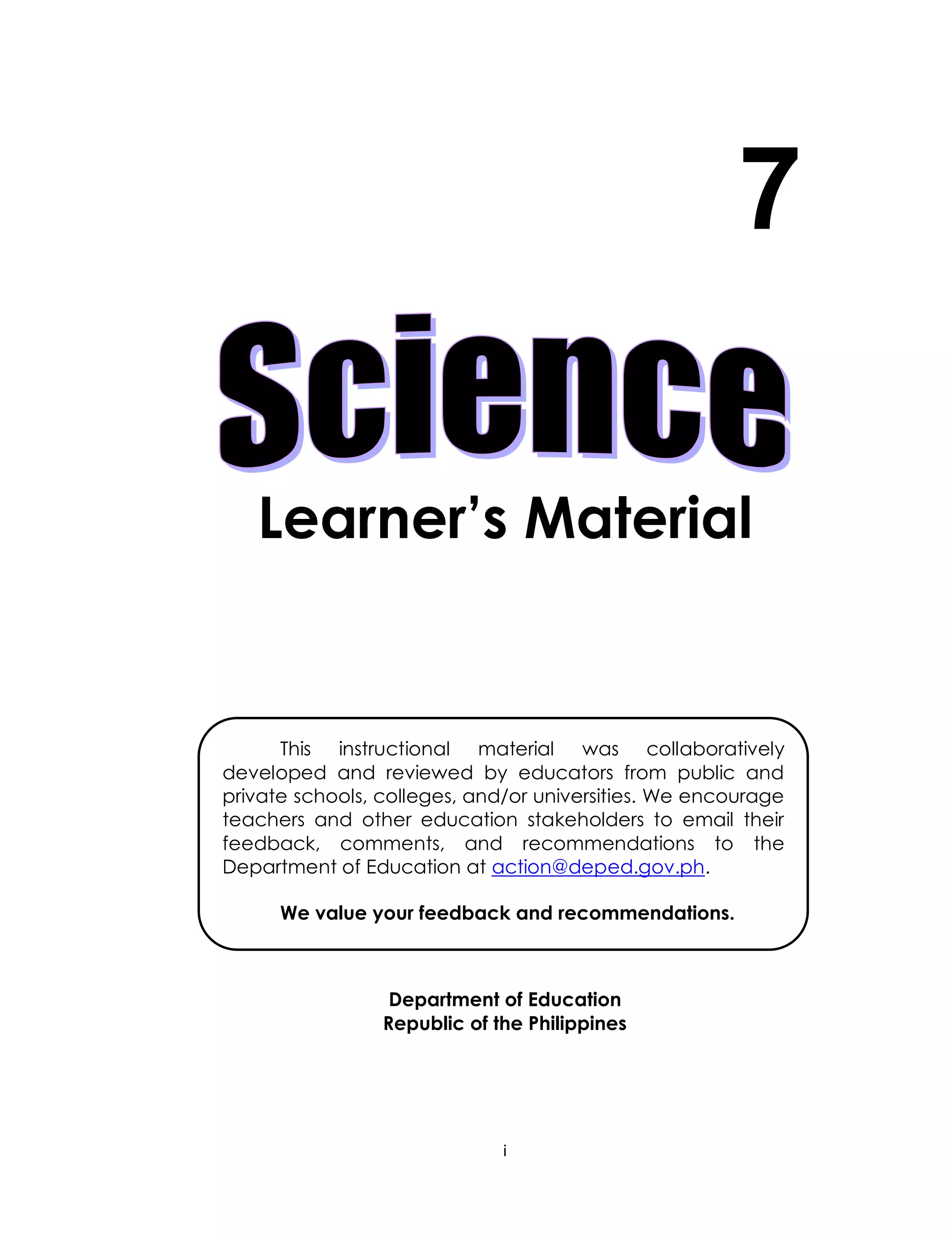 Grade 7 Learning Module in Science (Quarter 1 to 4) | PDF