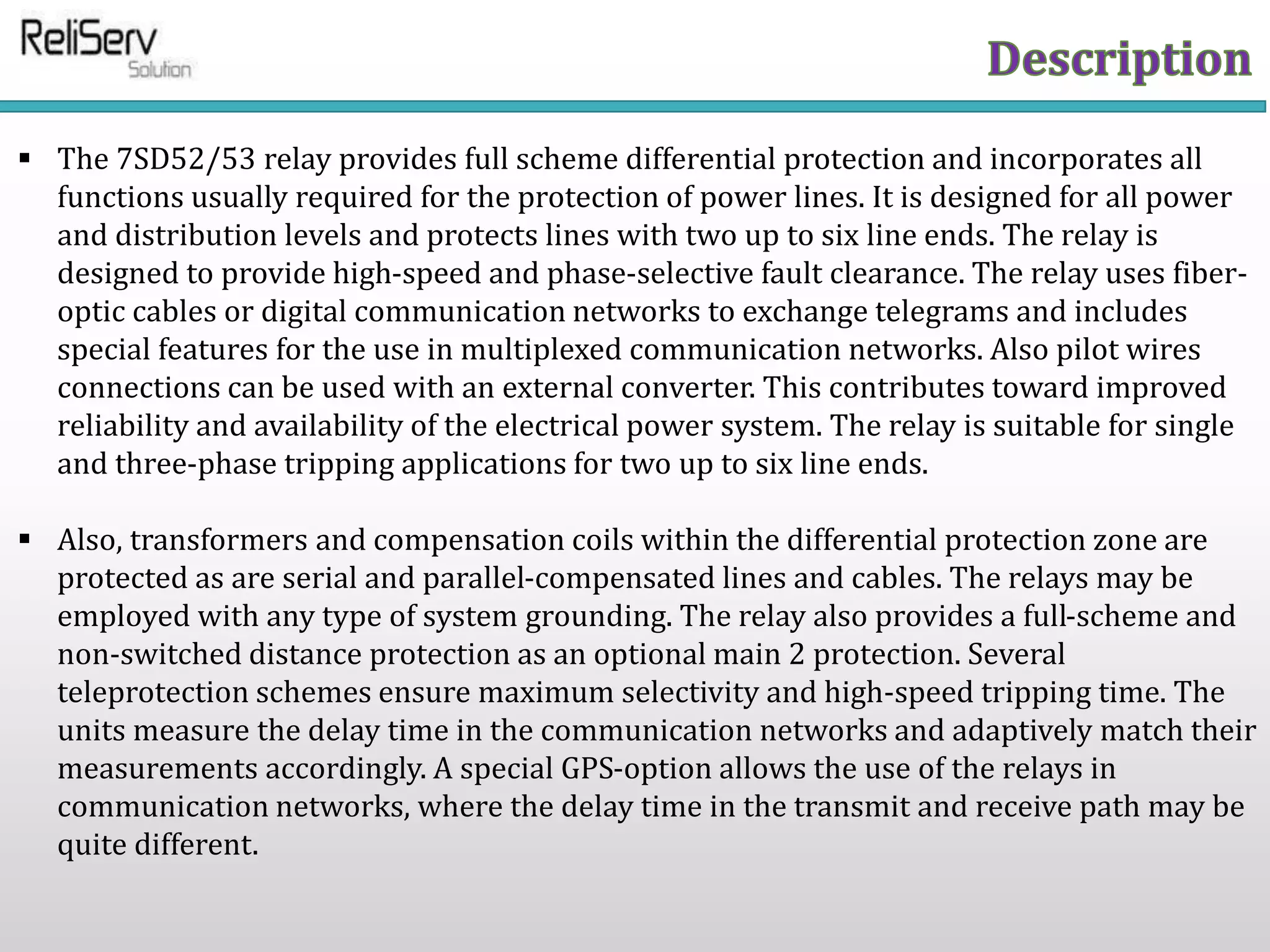 7SD52/53 Line Differential Protection Relay | PDF