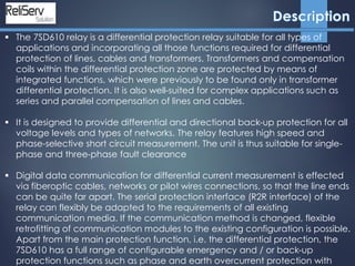 7SD61 Cable Differential Protection Relay | PDF