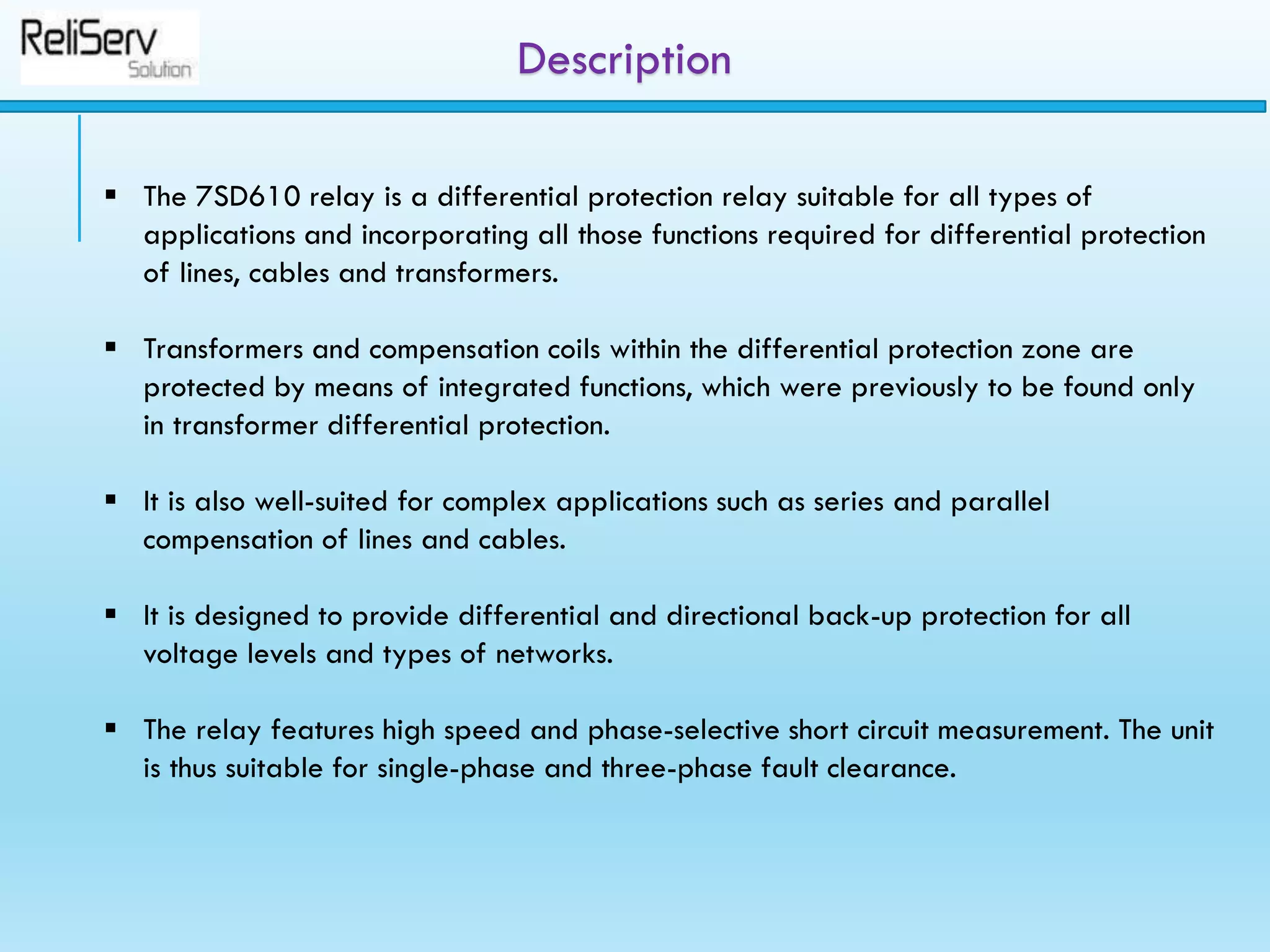 7SD610 Universal Differential Protection Relay | PDF