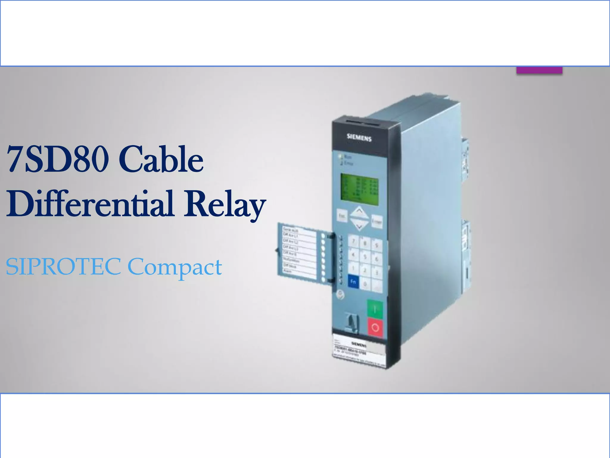 7SD80 Cable Differential Relay | PDF