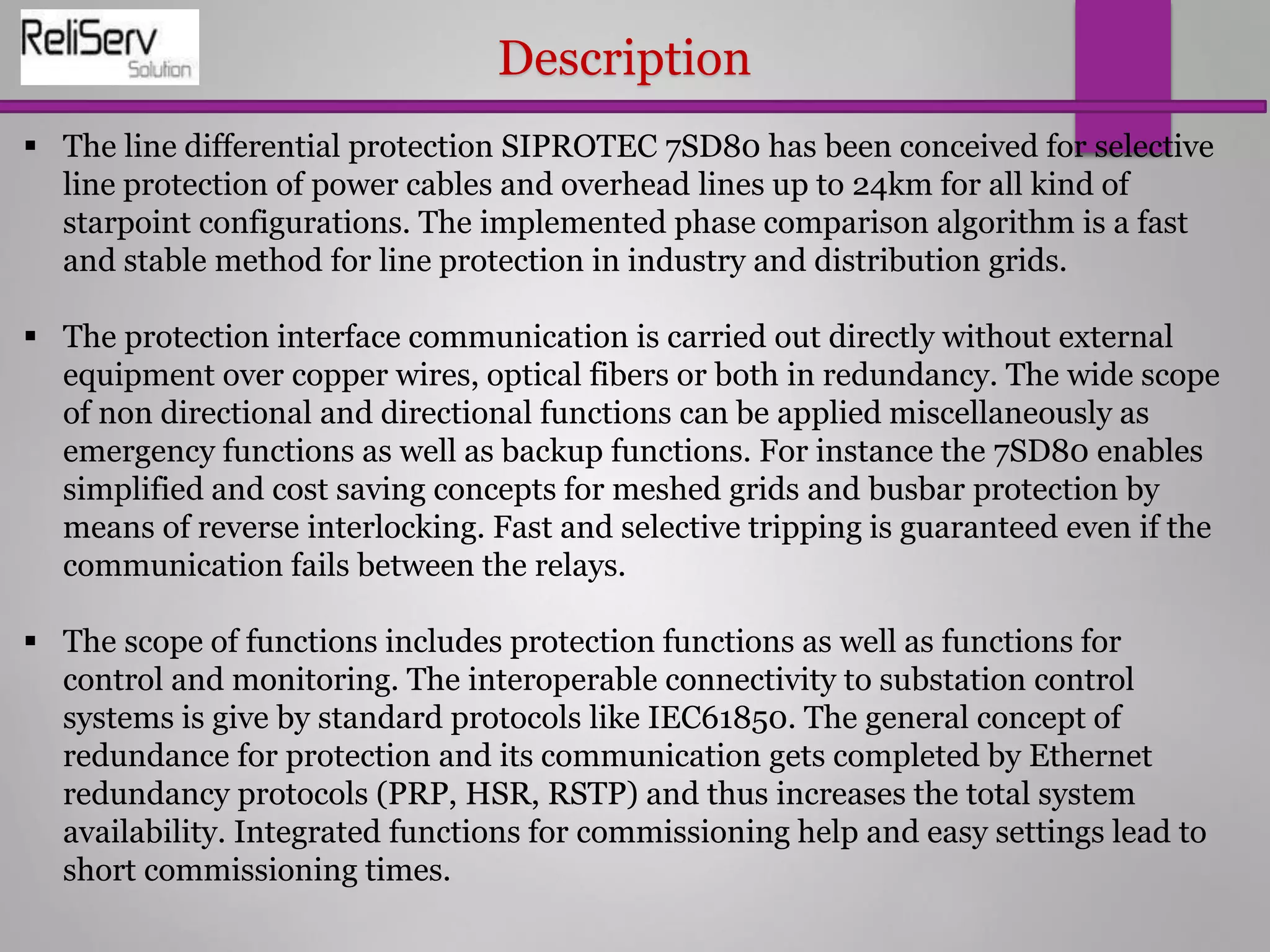 7SD80 Cable Differential Relay | PDF