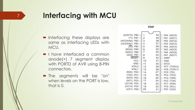 7 segment interface with avr microcontroller | PPTX | Computer Peripherals | Computing